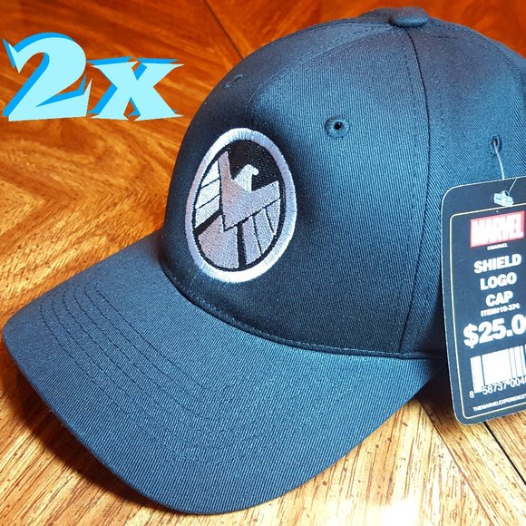 Marvel | Accessories | 2x Marvel Shield Logo Black Caps Adjustable Size ...